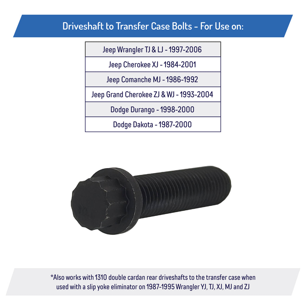 Front Driveshaft to Transfer Case Bolts for Jeep Wrangler TJ Cherokee XJ Grand Cherokee ZJ WJ ...