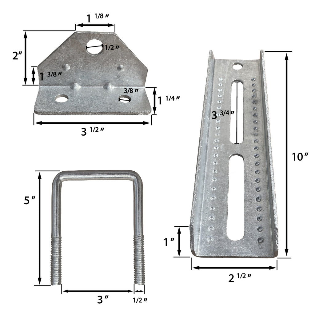 10" Galvanized Swivel Top Bunk Bracket Kit with Hardware for Boat Trai ...