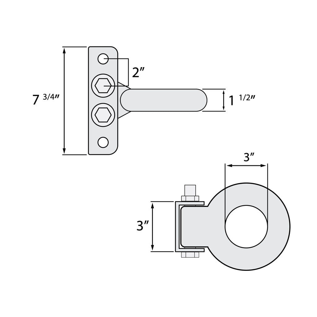Adjustable Channel Bracket & Lunette Ring - 4 Hole 3-Position, 24,000 ...