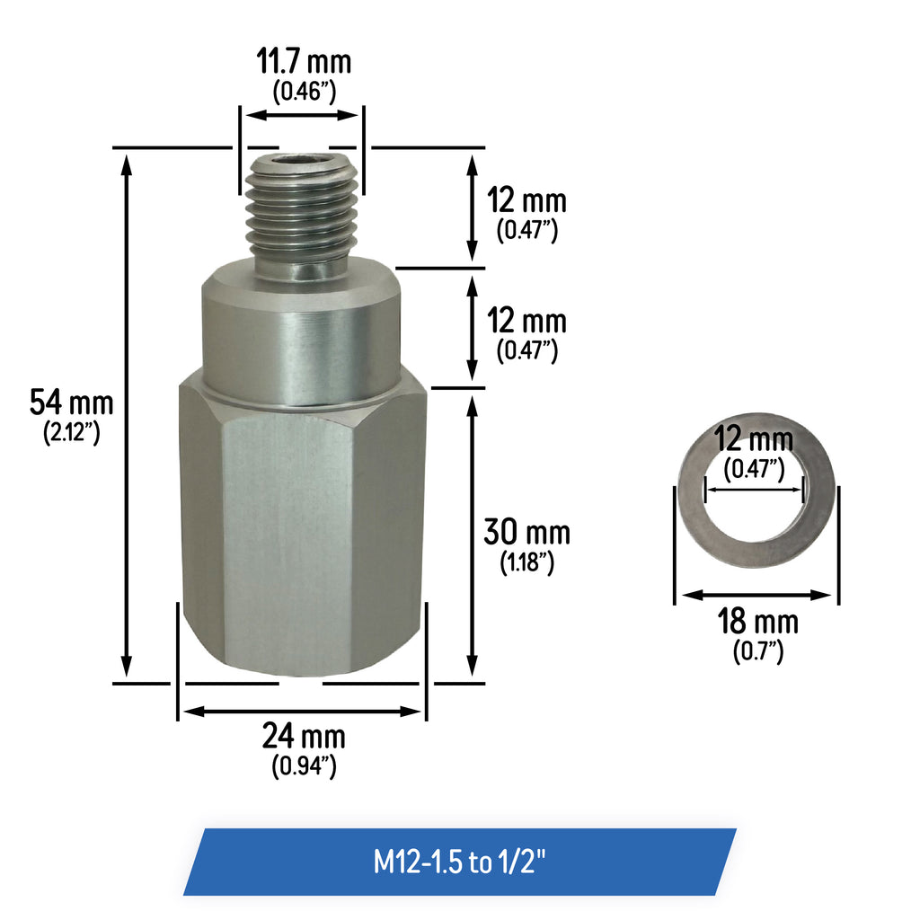 Coolant Temp Sensor Adapter for Chevy GM, LS Engine M12-1.5 to 1/2" NPT ...