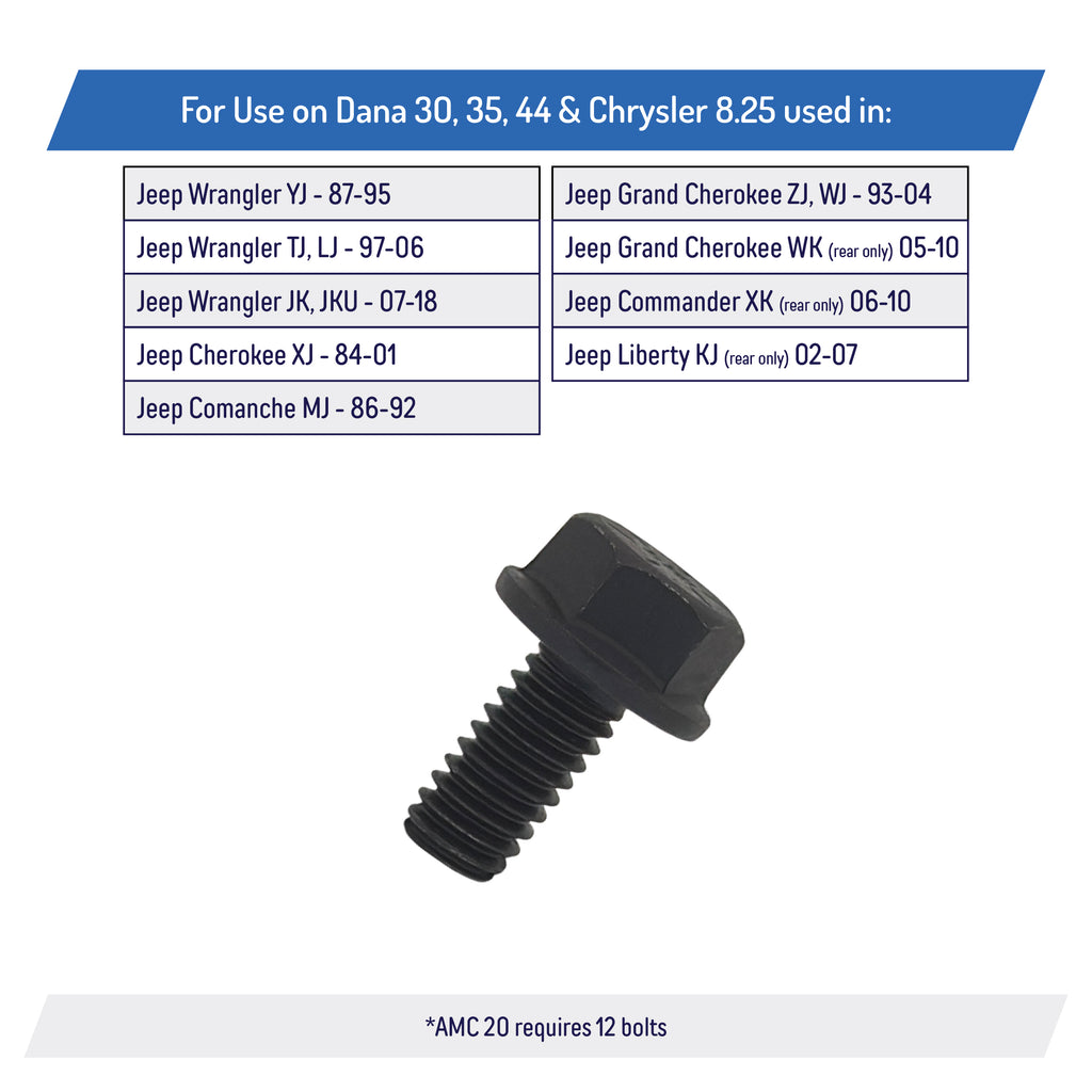Differential Cover Bolts for Dana 30 35 44, 8.25 - Jeep CJ YJ TJ JK XJ ...