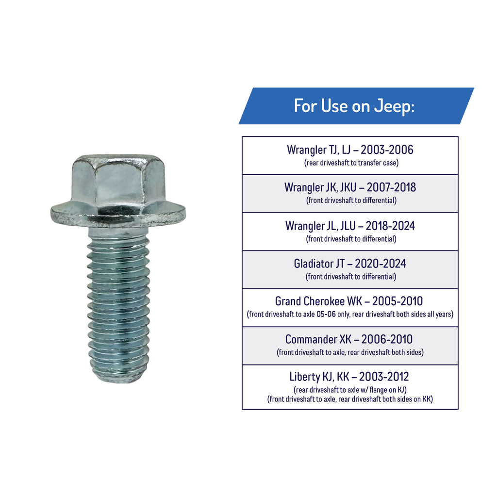 Driveshaft Bolts for Jeep Wrangler TJ, JK, JL, Gladiator JT, Grand Che ...
