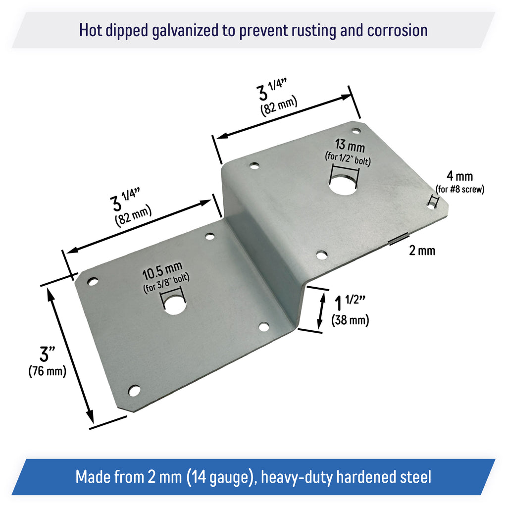 Galvanized Deck Joist Tie Plate Z Bracket for 2x4 Cross Joist 4x4 Post ...