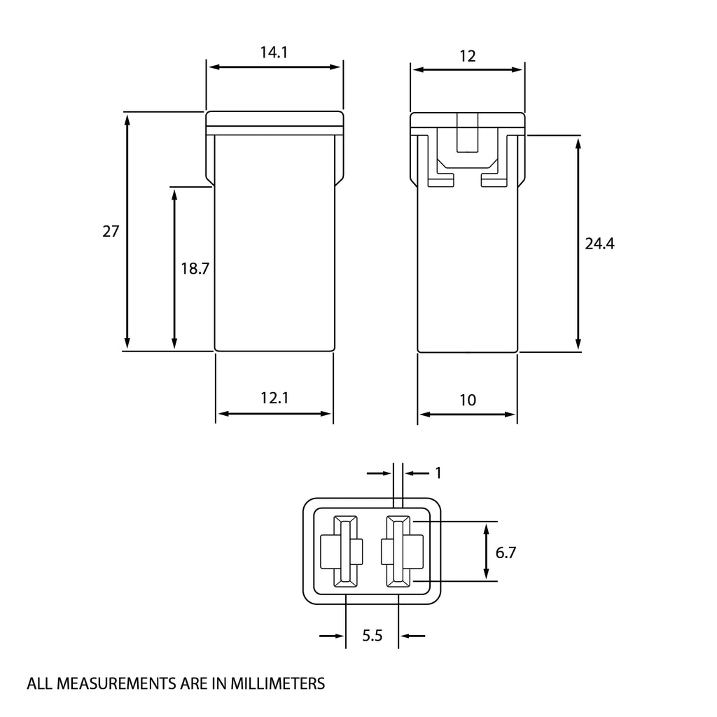 J-Case Standard (Tall) Fuse 20-60A for Pickup Trucks, Cars and SUVs ...