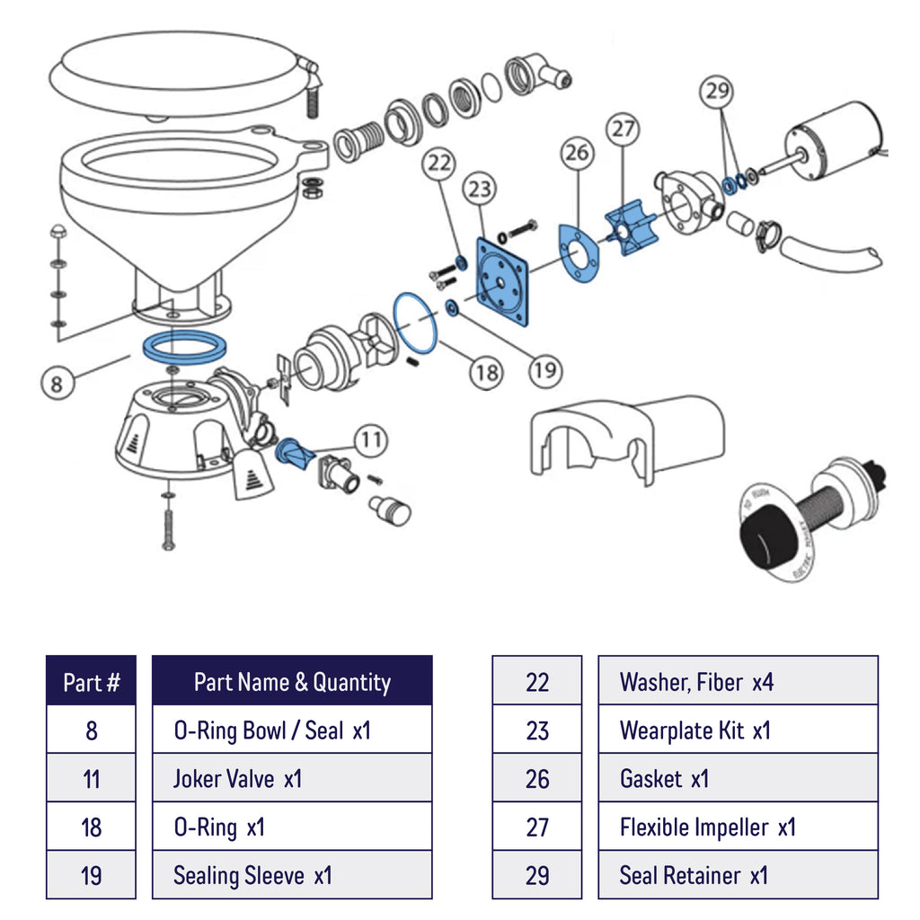 Marine Toilet Service Kit Fit for Jabsco 37010 Series - 37040-0000 ...