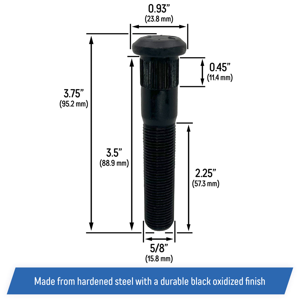 Press-In Wheel Studs 5/8"-18 x 3.5" for Dexter 10k, 12k lb Trailer Axl ...