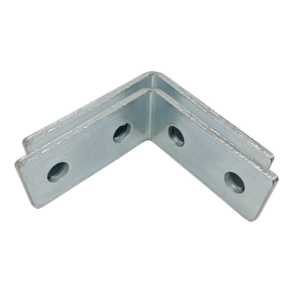 4 Hole, L Shaped 90 Degree Connector Bracket for All 1-5/8" Strut Chan ...
