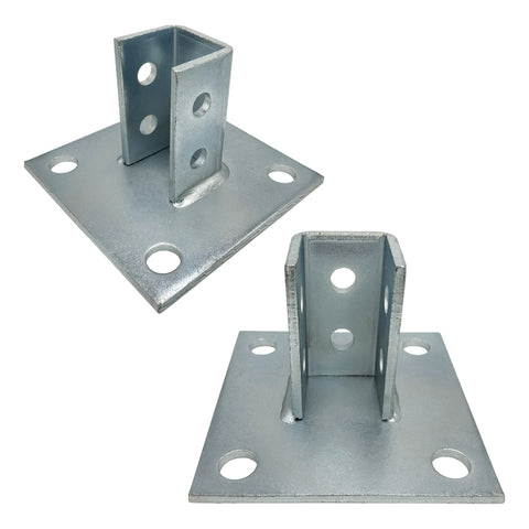 4 Hole Post Base Channel, 6" Square for All 1-5/8" Strut Channel, Side ...