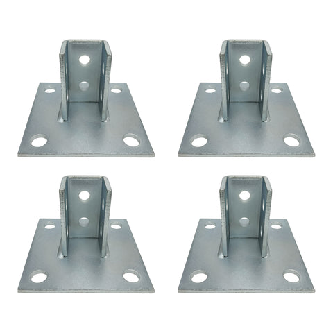 4 Hole Post Base Channel, 6" Square for All 1-5/8" Strut Channel, Side ...