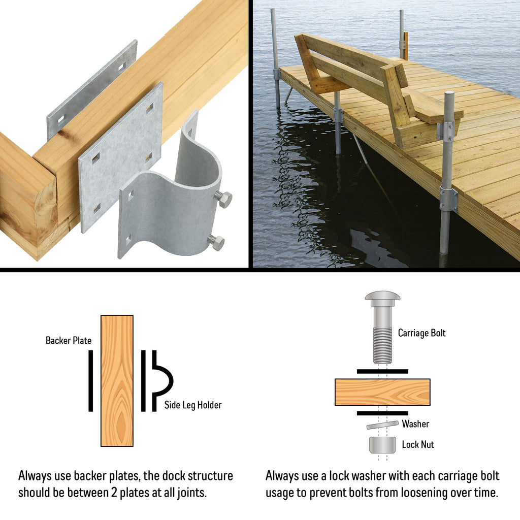 Dock Hardware Stationary Dock Side Leg Pipe Holder Sleeve Kit with ...