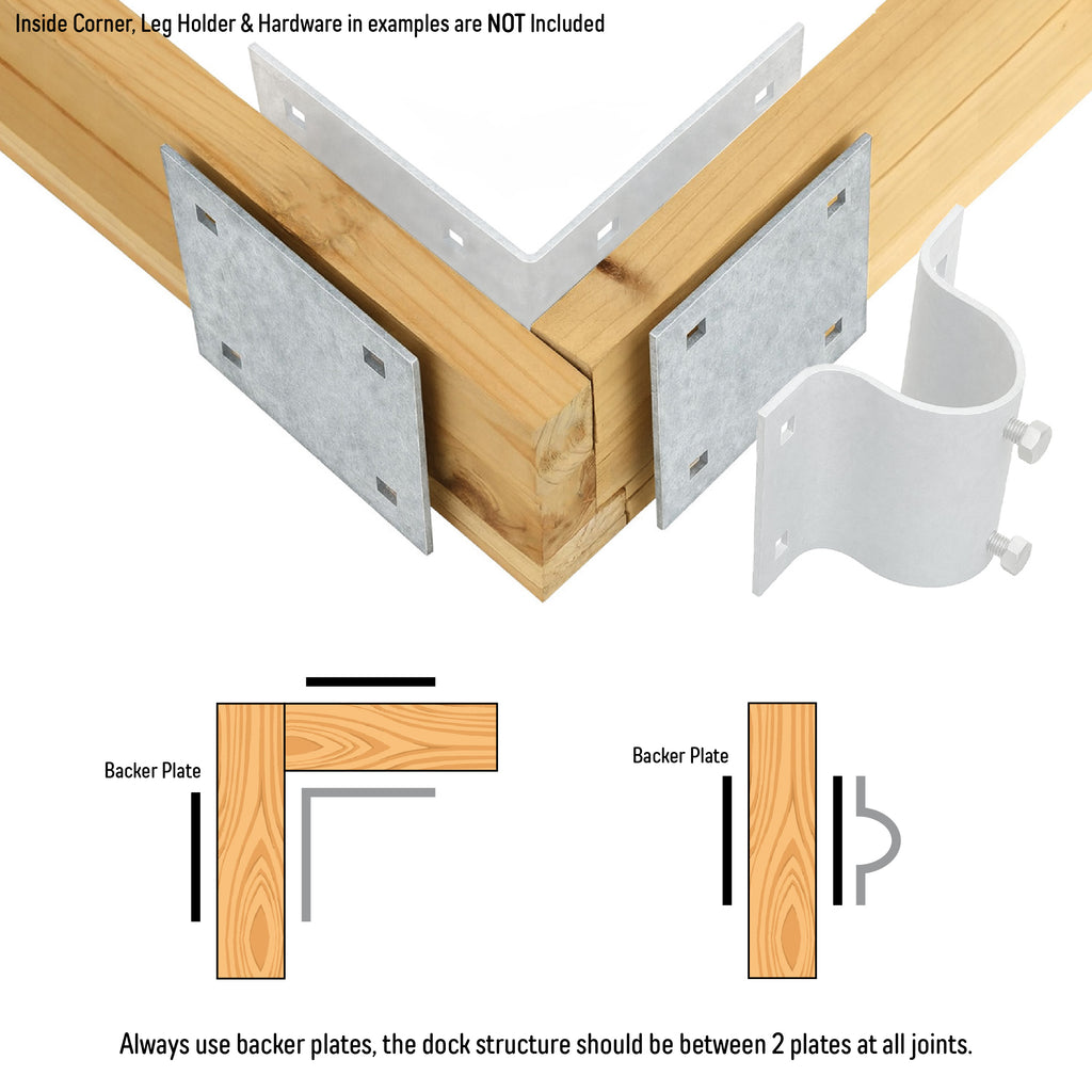 Stationary & Floating Dock Backer Plates, 5" x 5" - 7/16" Holes - Heav ...
