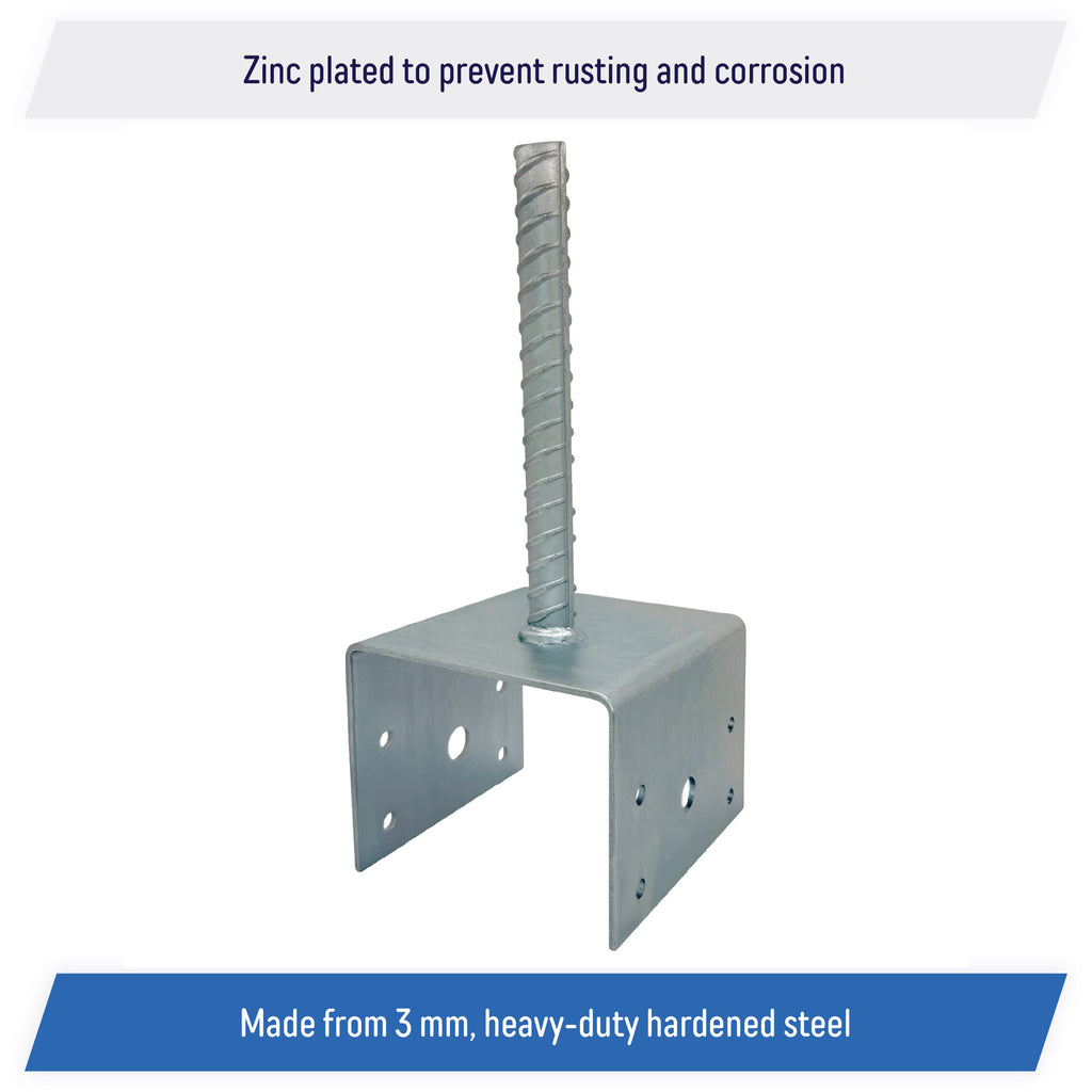 U Shaped 6x6 Deck Post Concrete Anchor Spike, Fence Base, Zinc Plated ...