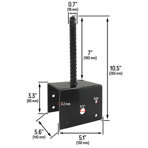 U Shaped 6x6 Deck Post Concrete Anchor Spike, Fence Base, Black Powder ...