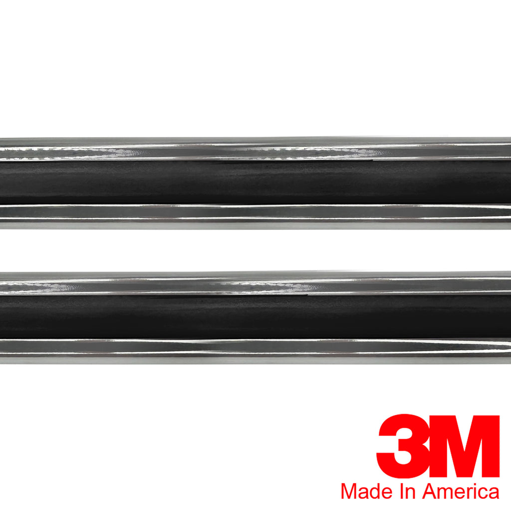 Vintage Style 1 1/8" Black & Chrome Side Body Trim Molding Pointed Ends ...