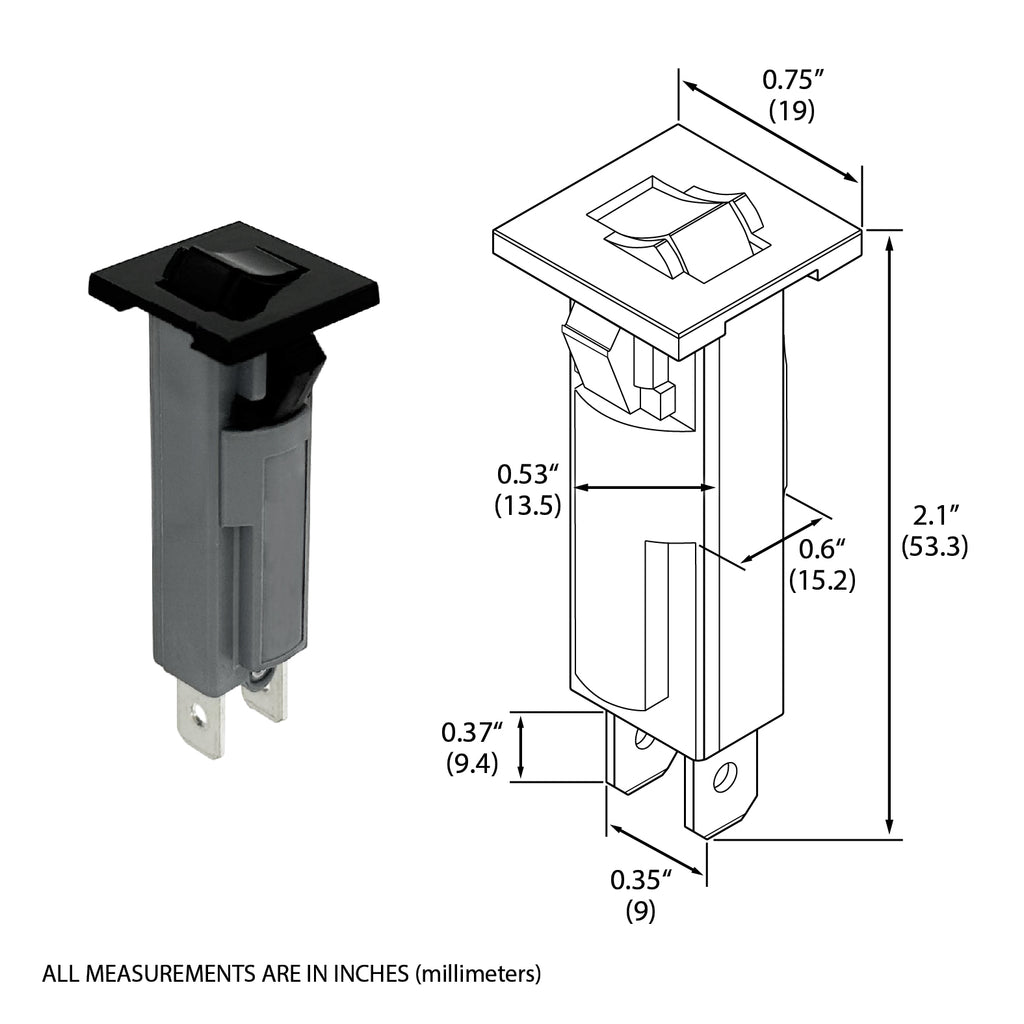 3A-20A W Type Thermal Circuit Breaker Fuse, Quick Connect, Snap-In - W ...