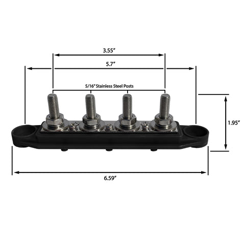 4 Way Bus Bar Power Distribution Block - 100A Rated, 4x5mm Studs For ...