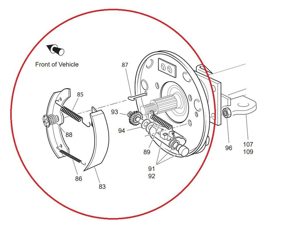 Drivers Side Brake Assembly w/ Brake Shoes for EZGO TXT Golf Cart 7099 ...