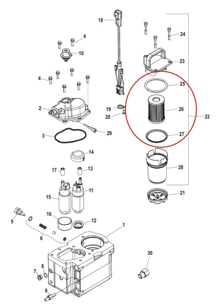 Gen III Fuel Filter For Mercruiser 35-8M0093688, 35-866171A1, 18-7977 ...