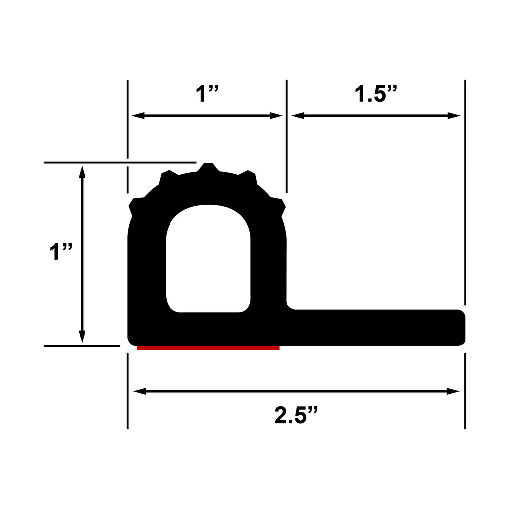 D-Seal Black EPDM Heavy Duty Adhesive RV Slide Out 2.5"W x 1"H ...