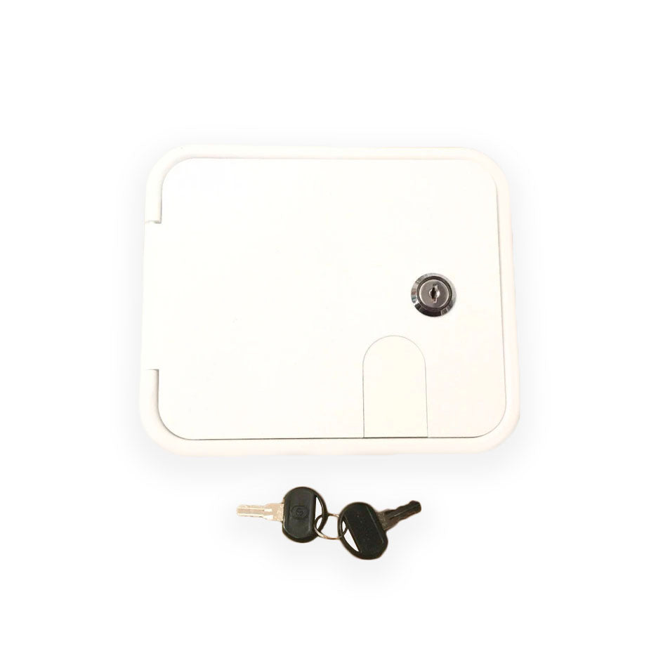 RV Valterra White Electric Power Cord Cable Hatch Compartment Key Lock ...