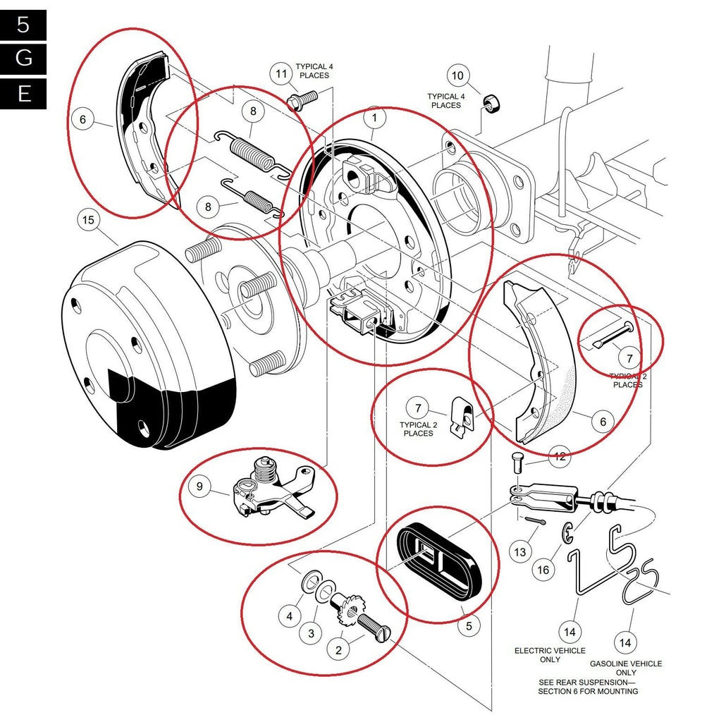 Rear Brake Cluster Assembly Set Driver + Passenger For Club Car 101823 ...
